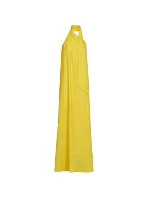 TALLER MARMO Long One-shoulder Crepe Cady Dress With Integrated Scarf - Giallo