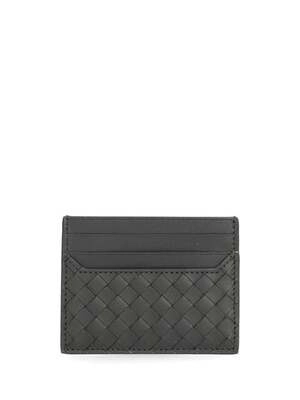 Bottega Veneta Mini Intrecciato Calfskin Card Holder With Four Slots And Center Pocket - Nero