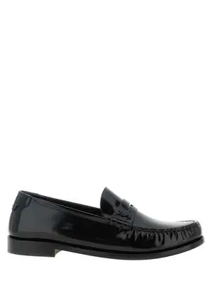 Saint Laurent Glossy Leather Penny Loafers - Black