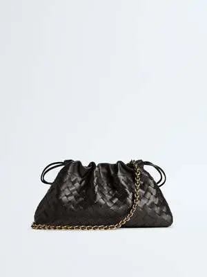 Bottega Veneta Mini Leather Clutch With Intrecciato Finish, 33 X 19 X 8 Cm - Marrone