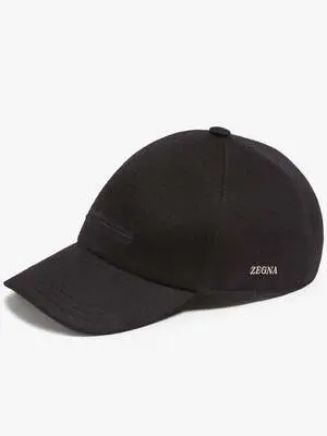 Zegna Zegna 100% Cashmere Logo-Detail Embroidered Hat With Elastic Back Closure Blu