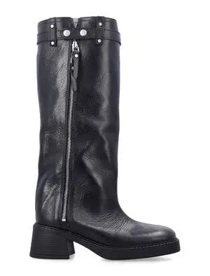 MIISTA Izolda Pull-on Boots With Adjustable Strap And Block Heel - Nero