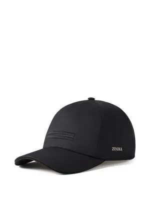 Zegna 232 Road Brand Mark Embroidered Hat With Elastic Back Closure - Nero