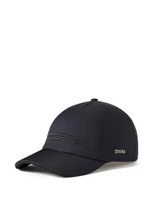 Zegna 232 Road Embroidered Baseball Cap With Elastic Back - Blu