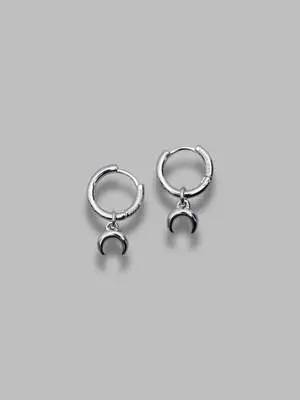 MARINE SERRE Silver Tone Crescent Moon Hoop Earrings