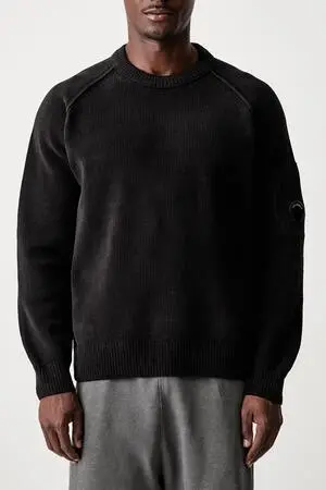C.P. COMPANY Crewneck Lens Sweater - Black