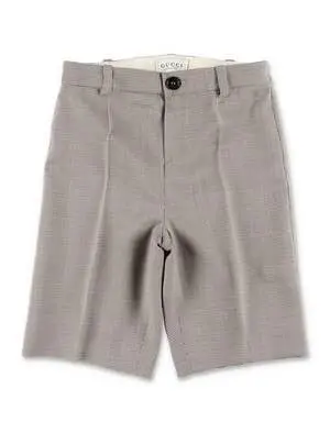 Gucci Baby Mini Houndstooth Bermuda Shorts With Web Detail - Coffee