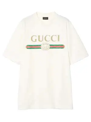 Gucci Cotton And Silk T-shirt With Interlocking Gg Web Motif
