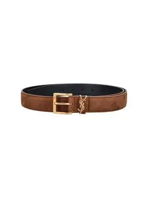 Saint Laurent Suede Logo Buckle Belt