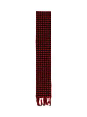 AMI Paris Plaid Wool Scarf With Fringe - Red