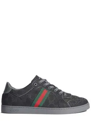 Gucci Gg Canvas Lace-up Sneakers With Web Detail And Interlocking G Hardware