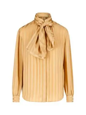 SAINT LAURENT Saint Laurent Silk Tie-Neck Blouse