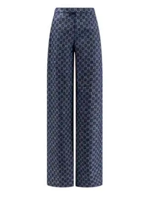 Gucci Gg Jacquard Cotton Denim Mini Pockets Jeans - Blu