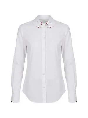 Vivetta Hands Embroidered Mini Shirt In Poplin - Bianco