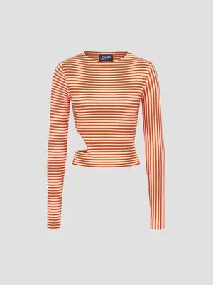 JEAN PAUL GAULTIER Extra Stretch Striped Bodysuit - White/orange