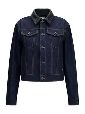 Bottega Veneta Intrecciato Leather Collar Utility Jacket - Blu