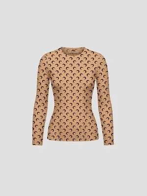 MARINE SERRE Moon Print Long Sleeve Top - Tan