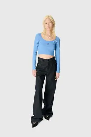 MARINE SERRE Moon Logo Long Sleeve Roundneck Top