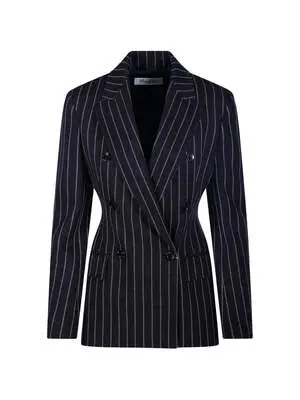 Max Mara Double-breasted Pinstripe Blazer - Navy