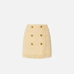 Elisabetta Franchi Textured Button Detailed Mini Skirt With Fringe