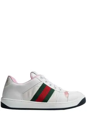 Gucci Double G Rubber Insert Sneakers With Web Detailing - Bianco