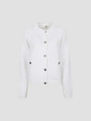 TOTEME Hammered Button Cardigan - White