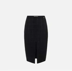 Elisabetta Franchi Tiered Ruffled Midi Skirt With Chain Belt
