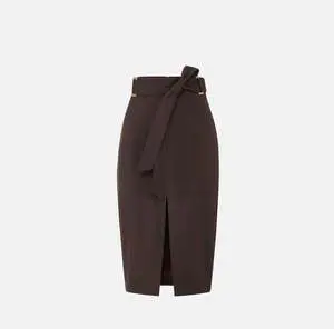 Elisabetta Franchi Mini Skirt With Gold Detail - Cacao