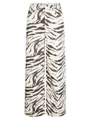 GANNI Printed Denim Lari Jeans - Beige