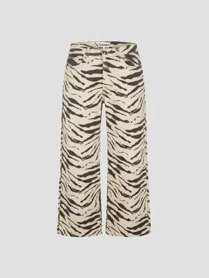 GANNI Printed Denim Lari Jeans - Egret