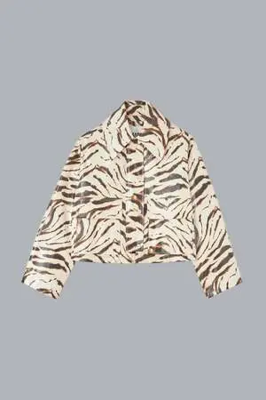 GANNI Printed Canvas Barn Jacket - Egret