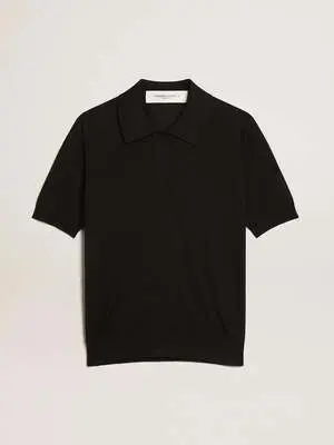 GOLDEN GOOSE Virgin Wool Polo Knit Short Sleeve Top