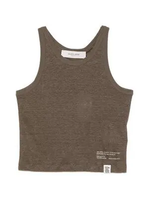 GOLDEN GOOSE Belted Linen Print Tank Top