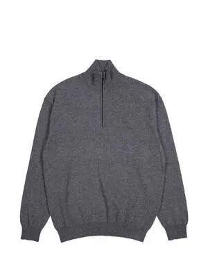 LISA YANG LISA YANG Cashmere Half-Zip Sweater With Stand-Up Collar Grigio