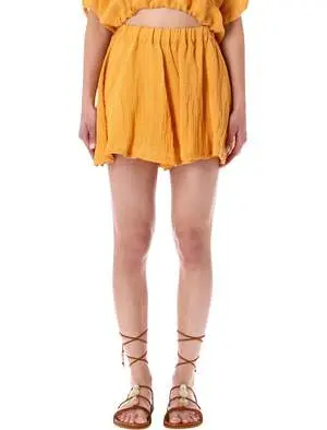 120% Lino Lightweight Linen Gauze Shorts - Zafferano