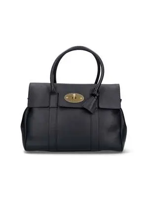 Mulberry Textured Leather Satchel Bag With Flap Closure