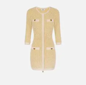 Elisabetta Franchi Zip-up Knit Dress - Burro