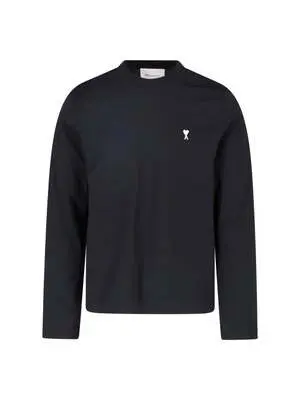 AMI Paris Long Sleeve Crewneck T-shirt - Black