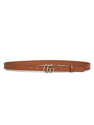 Gucci Light Gold-toned Hardware Double G Buckle Belt Hardware, 2 Cm Width - Marrone