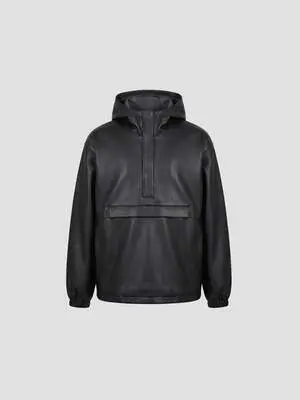 RÓHE Oversized Leather Anorak Jacket - Black