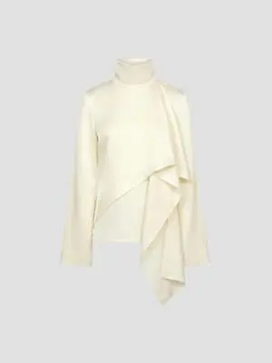 RÓHE Elegant Silk Gathered Style Top - Cream