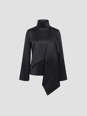 RÓHE High Neck Draped Silk Top - Night