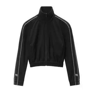 Alexander Wang Track Jacket With Logo Webbing And Zip Up Closure - Black