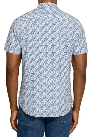 W.R.K Slim Fit Floral Short Sleeve Performance Button-up Shirt