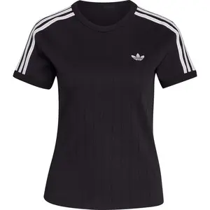 ADIDAS ORIGINALS Pinstripe Slim Cotton T-shirt - Black/white/grey