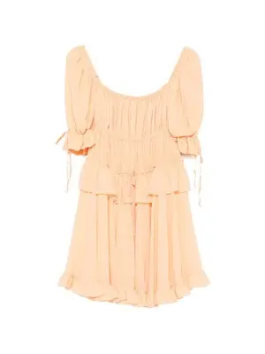 Chloé Ruffled Silk Mini Dress - Orange