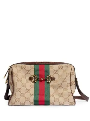 Gucci Gucci Horsebit Web Crossbody Bag Beige