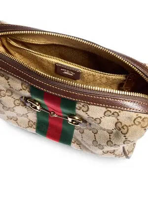 Gucci Horsebit Web Crossbody Bag - Beige