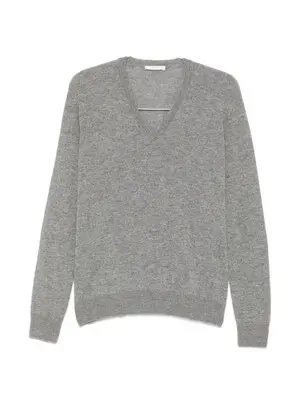 THE ROW Phora Cashmere V-neck Sweater - Grey