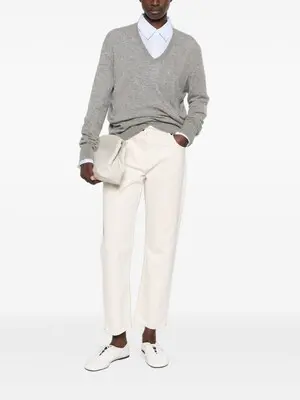 THE ROW Phora Cashmere V-neck Sweater - Grey